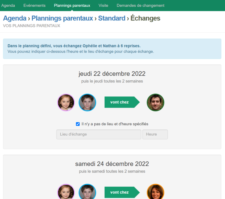Créer un planning de garde partagée avec 2houses